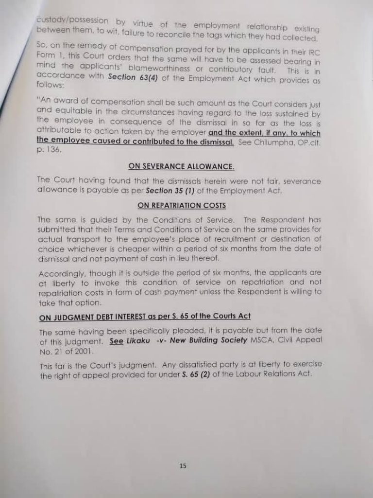 Court orders Limbe leaf Company to compensate 17 workers – Face of Malawi