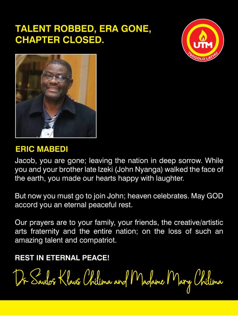 Chilima in emotional tribute to Actor Eric Mabedi: ‘Talent Robbed, Era ...
