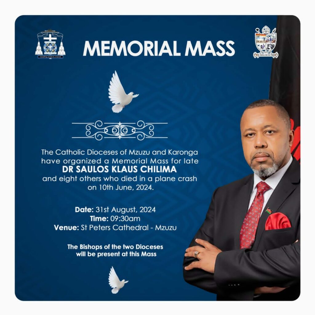 Karonga, Mzuzu Dioceses to hold Chilima’s memorial mass on Saturday ...
