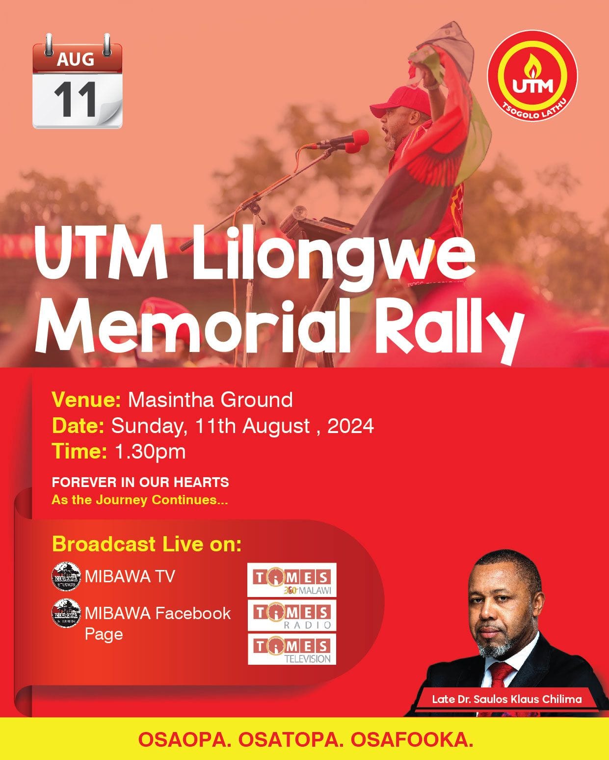 UTM takes Chilima’s memorial rally to Lilongwe – Face of Malawi